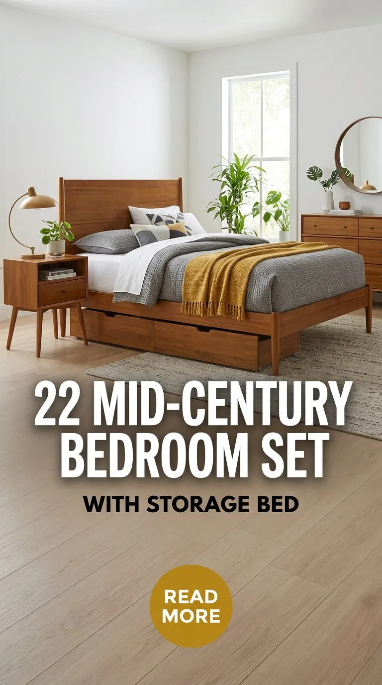 22 Mid-Century Bedroom Set Storage Bed